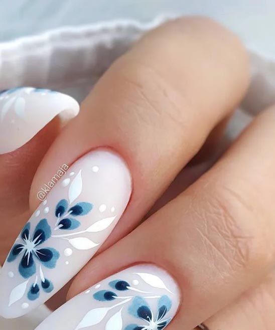Blooming Blues: Flower-Inspired Nail Designs - TailoringinHindi